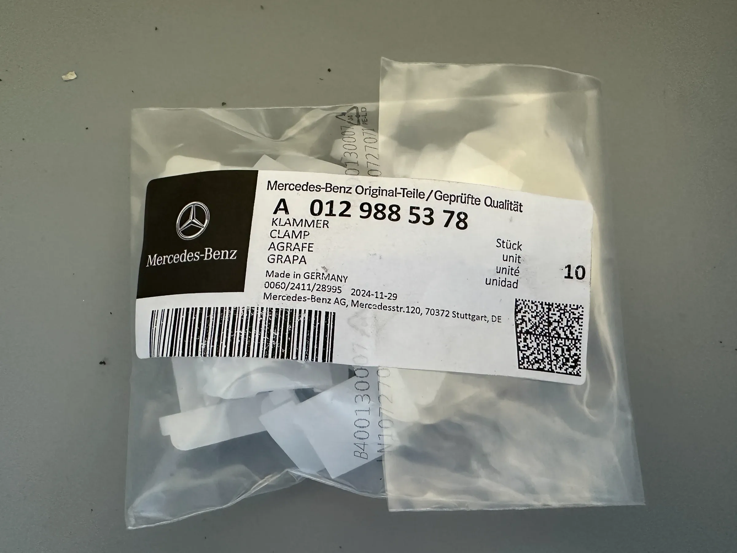 10 X Original Mercedes Benz Klammer A0129885378 NEU | Camp-Parts